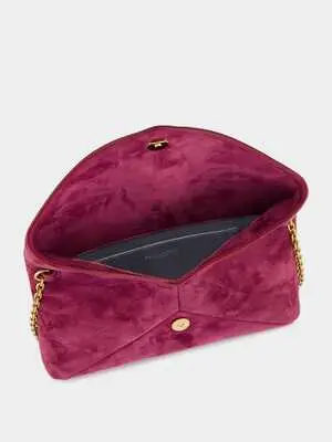 Saint Laurent Cassandre Small Suede Chain Pouch - Pink
