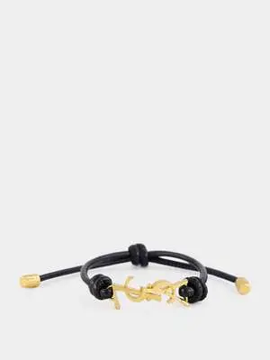 Saint Laurent Cassandre Leather Cord Bracelet - Black