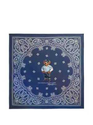 Polo Ralph Lauren Paisley Bear Square Scarf - Blue