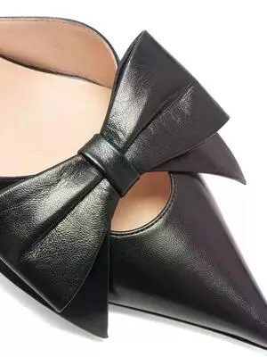 Valentino Garavani Leather Bow-detail Mules - Black