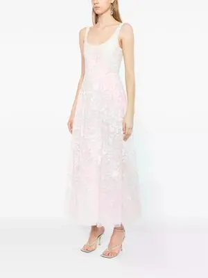 NEEDLE & THREAD Floral-embroidered A-line Dress