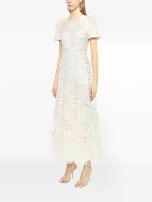NEEDLE & THREAD Floral-embroidered Tulle Dress