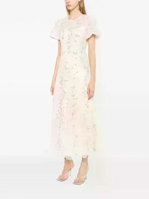 NEEDLE & THREAD All-over Sequin Embellishment Dress - Pink
