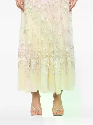NEEDLE & THREAD Floral-embroidered Dress - Neutrals