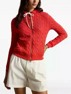 Polo Ralph Lauren Zip-up Cable-knit Cardigan - Red