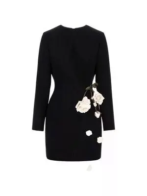 CRISTINA SAVULESCU Rose-appliqué Mini Dress - Black