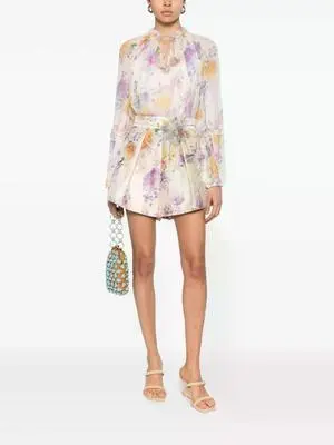 Zimmermann Luna Floral Print High-rise Shorts - Neutrals