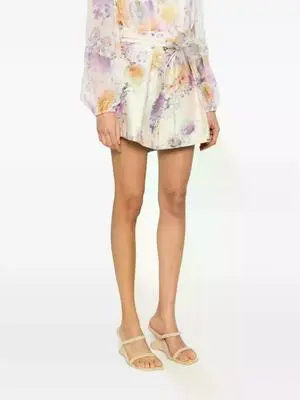 Zimmermann Luna Floral Print High-rise Shorts - Neutrals