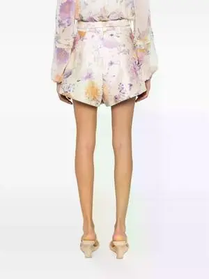Zimmermann Luna Floral Print High-rise Shorts - Neutrals