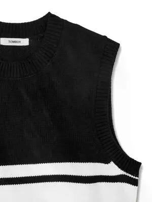 STUDIO TOMBOY Striped Knit Vest - Black