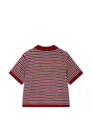 STUDIO TOMBOY Striped Short Sleeve Sweater - Red