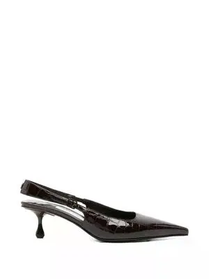 JIMMY CHOO Amel Crocodile-effect Slingback Pumps - Brown