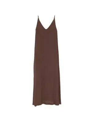 NUDE V-neck Slip Maxi Dress - Brown