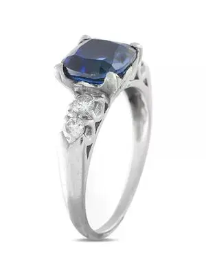 LB EXCLUSIVE Platinum Diamond And Sapphire Ring