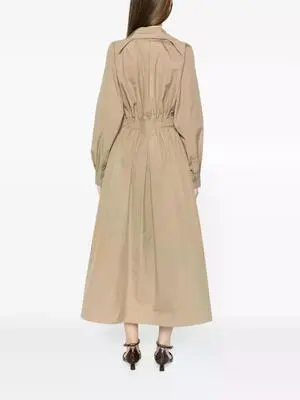 Max Mara Pedaggi Drawstring V-neck Midi Dress - Neutrals