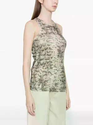 Pinko Snakeskin-print Ribbed Tank Top