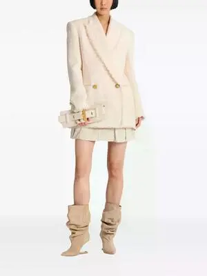 Balmain Fringed Two-button Tweed Jacket - Neutrals