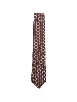 LARDINI Geometric-pattern Neck Tie - Brown