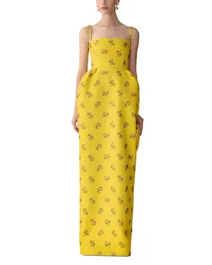 Carolina Herrera Square Neck Bell Skirt Dress