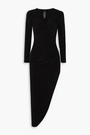 Norma Kamali Draped Stretch-jersey Midi Dress - Black