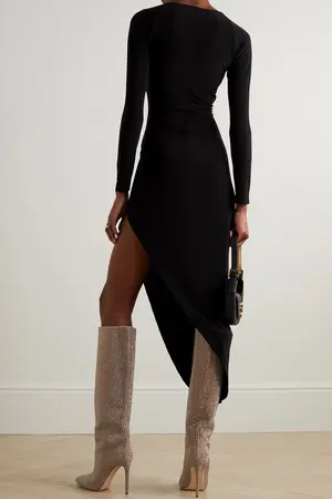 Norma Kamali Draped Stretch-jersey Midi Dress - Black