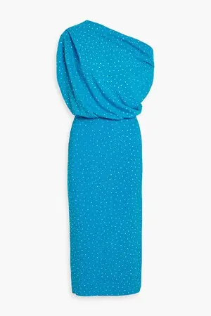 THE SEI Draped Crystal-embellished Midi Dress