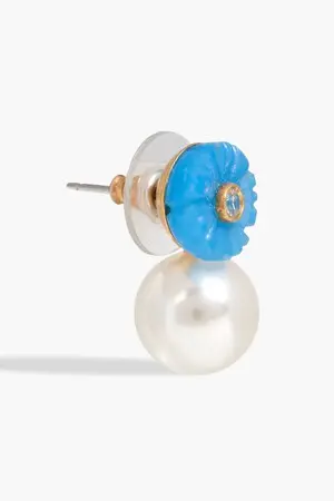 JENNIFER BEHR Libby Moonstone And Faux Pearl Earrings - Azure