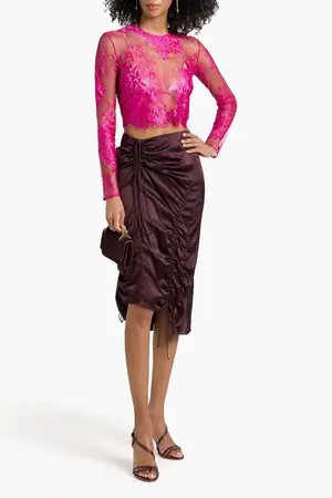 THE SEI Cropped Corded Lace Top