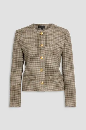 NILI LOTAN Houndstooth Wool Jacket - Ecru