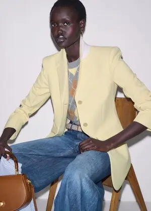 ME+EM Slim Contour Blazer - Dusted Lemon Yellow