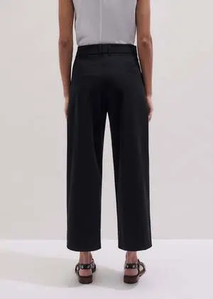 ME+EM Straight Crop Pleat Front Trousers - Black