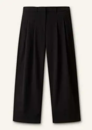 ME+EM Straight Crop Pleat Front Trousers - Black