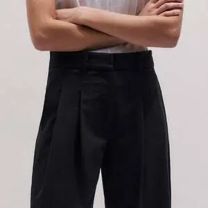 ME+EM Straight Crop Pleat Front Trousers - Black