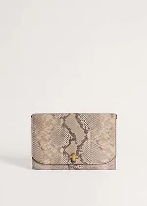 ME+EM Snake Embossed Clutch With Chain Strap - White/grey/black