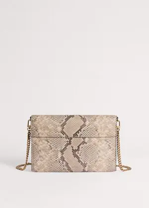 ME+EM Snake Embossed Clutch With Chain Strap - White/grey/black
