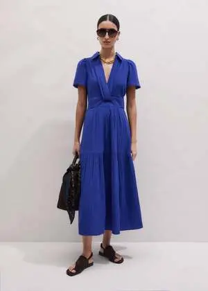 ME+EM Fit + Flare Twist Detail Maxi Dress - Deep Blue