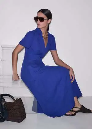 ME+EM Fit + Flare Twist Detail Maxi Dress - Deep Blue