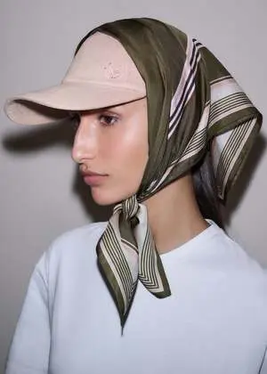 ME+EM Multi Border Scarf Olive-multi - Olive/multi
