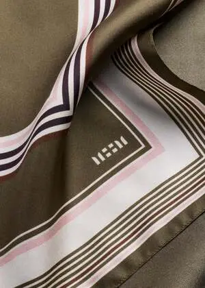 ME+EM Multi Border Scarf Olive-multi - Olive/multi