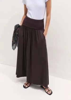 ME+EM Rib Waist Maxi Skirt
