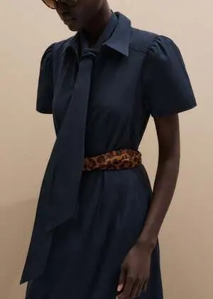 ME+EM Fit And Flare Cotton Seersucker Midi Dress With Belt