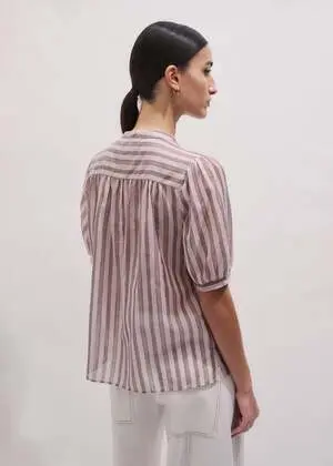 ME+EM Striped Tie Blouse - Pink Multi