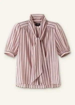 ME+EM Striped Tie Blouse - Pink Multi