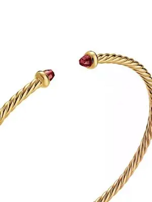 David Yurman 18k Yellow Rhodolite Garnet Cablespira Flex Bracelet