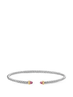 David Yurman Sterling And 14k Yellow Gold Pink Tourmaline Micro Cable Flex® Bracelet