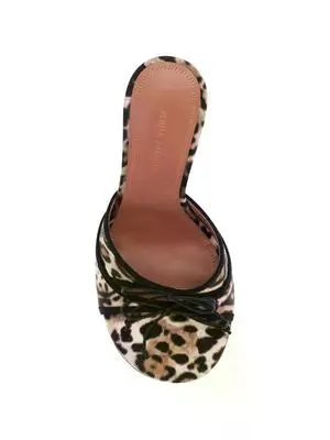 Amina Muaddi Eleonora Leopard Print Bow Detail Sandals - Neutrals