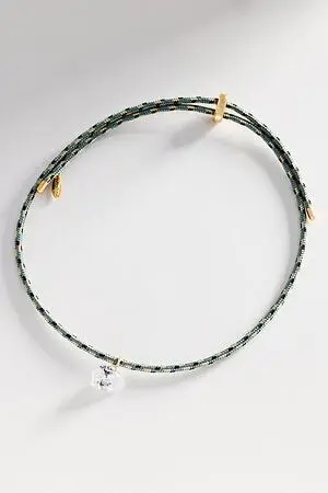 Anthropologie Adjustable Corded Crystal Pendant Necklace - Grey