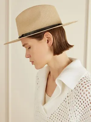 Brunello Cucinelli Embellished Ribbon-trimmed Fedora - Neutrals
