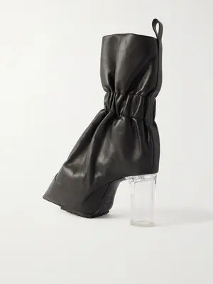 Rick Owens Taquito Gathered Leather Ankle Boots