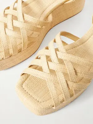 LOEFFLER RANDALL Channing Raffia Platform Wedge Sandals